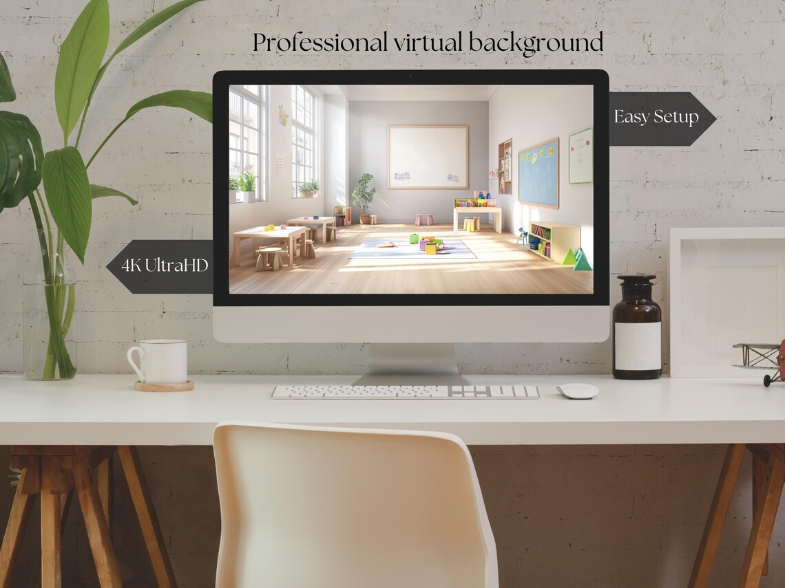 Teacher Classroom Zoom Background: Virtual Learning Backdrop (digital ...