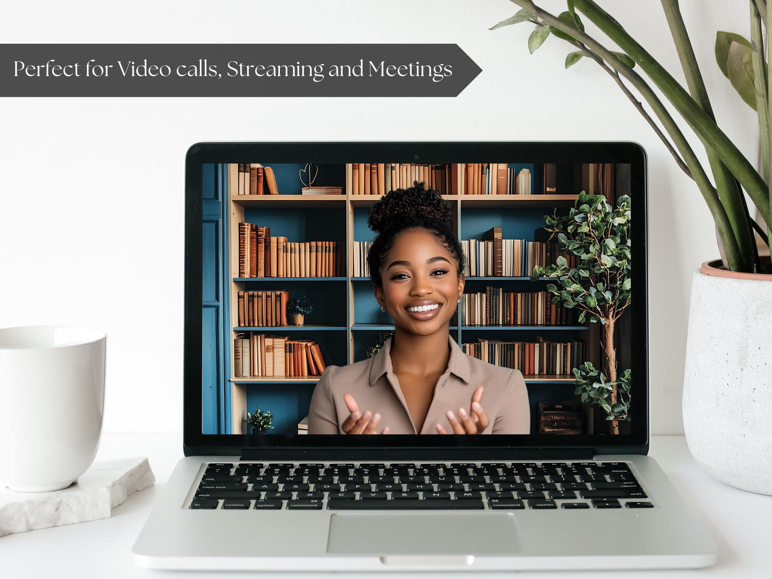 Aesthetic Zoom Background, Bookcase Background, Teams Meeting Backdrop ...