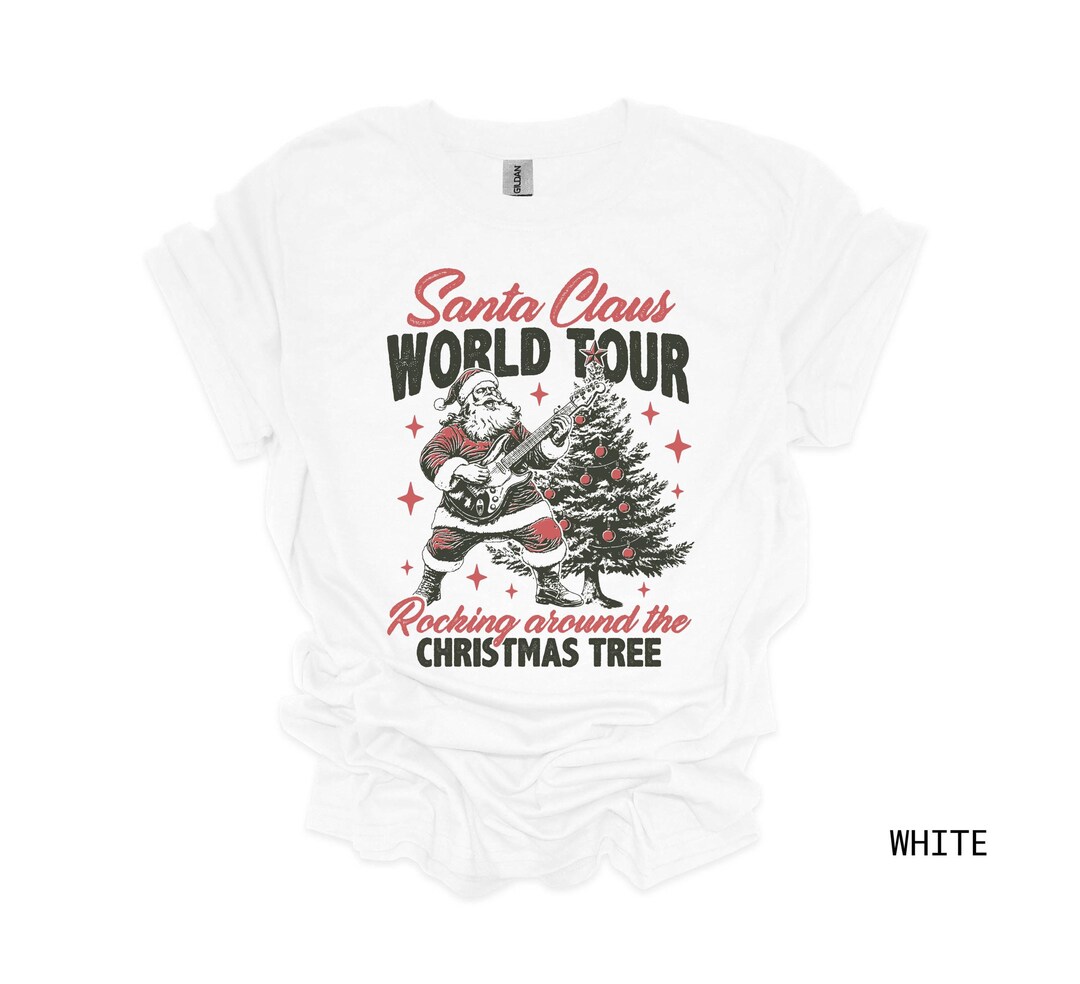 Funny Santa World Tour T-shirt, Rocking Around Christmas Tree - Etsy