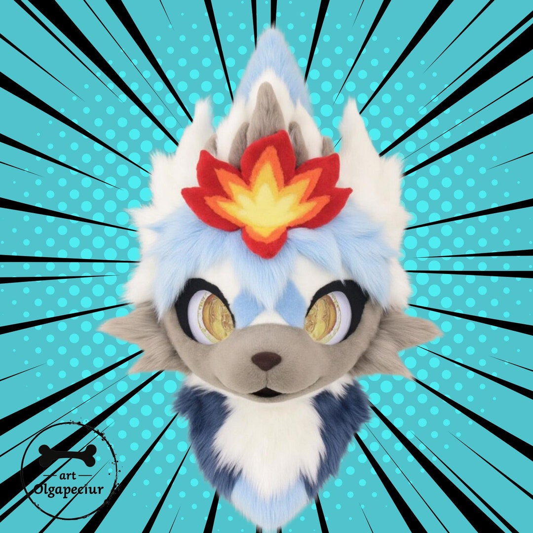 Cute Kemono Fursuit Head,flame Bear,furry Head,fursuit Accessories ...