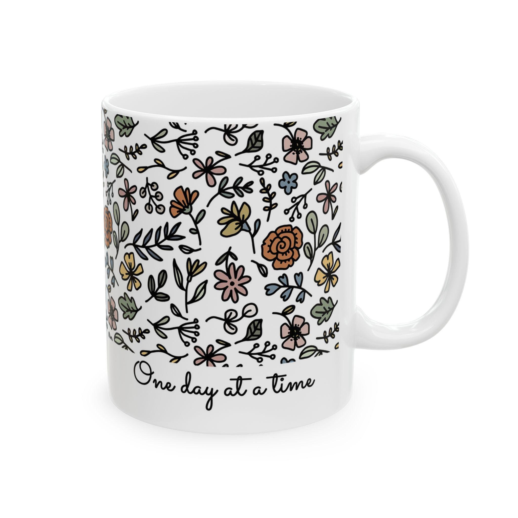 Floral Background Mug Stress Relief Practice Daily Mug Mental Health ...