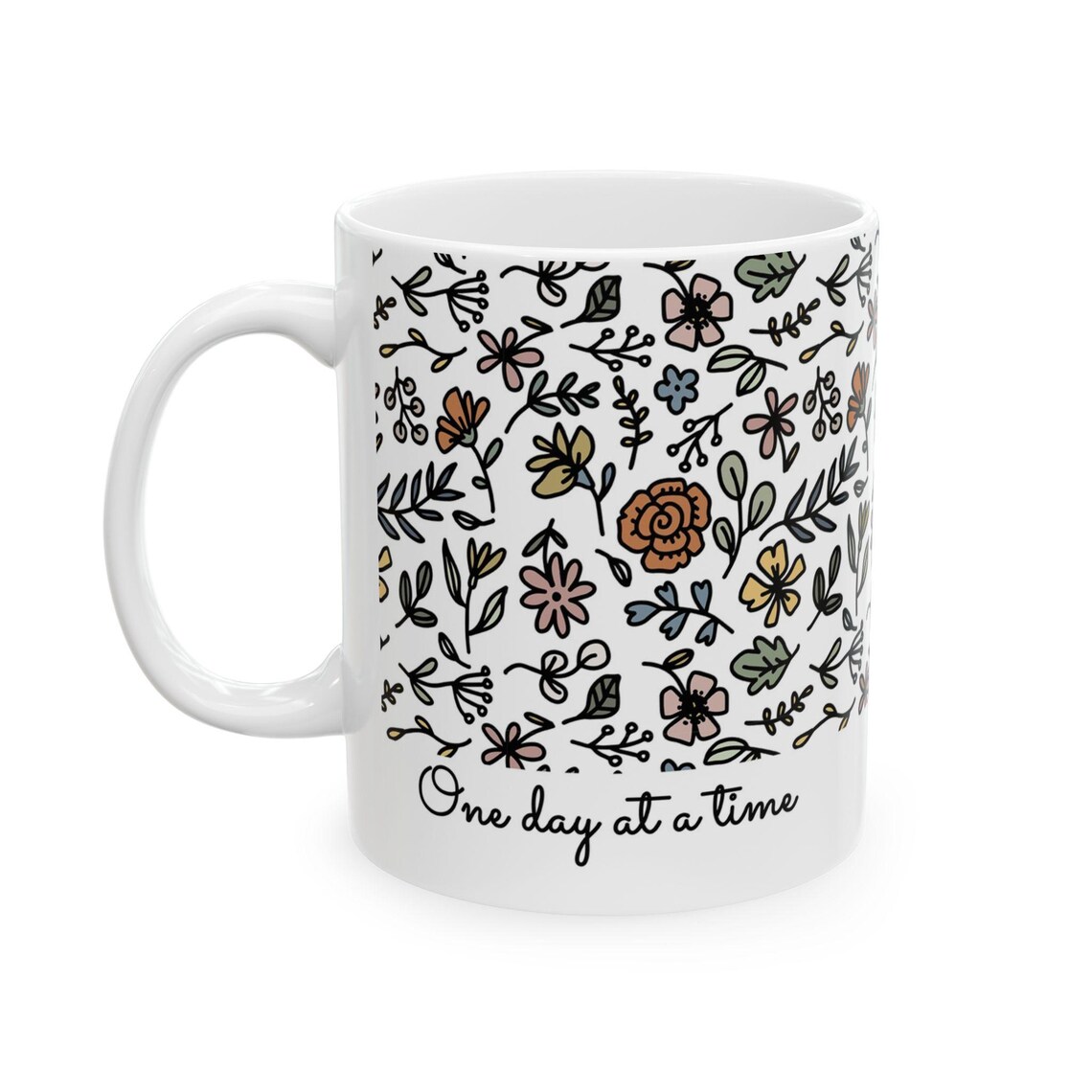 Floral Background Mug Stress Relief Practice Daily Mug Mental Health ...