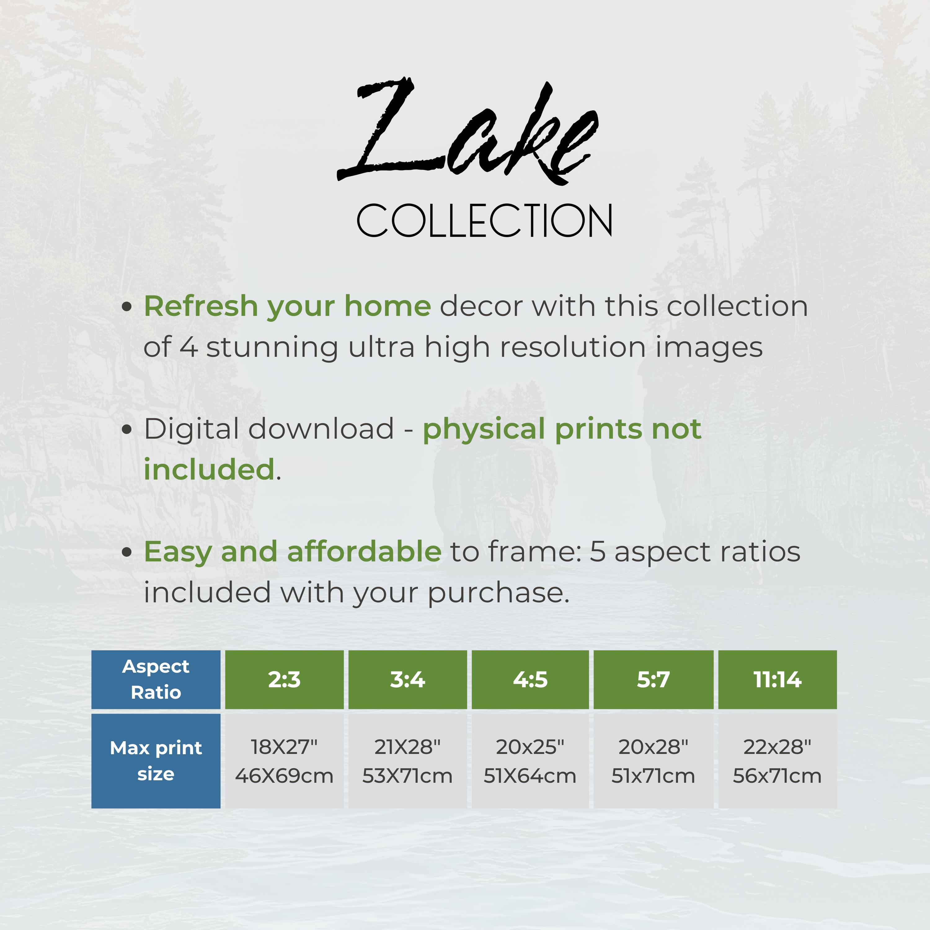 Set of 4 Lake Pictures Printable Images Amazing Great Lakes Pictures 4 ...