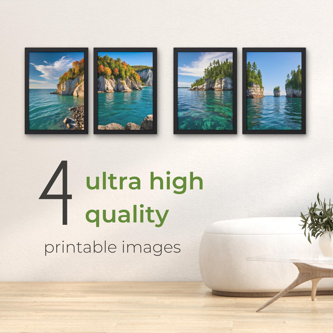 Set of 4 Lake Pictures Printable Images Amazing Great Lakes Pictures 4 ...