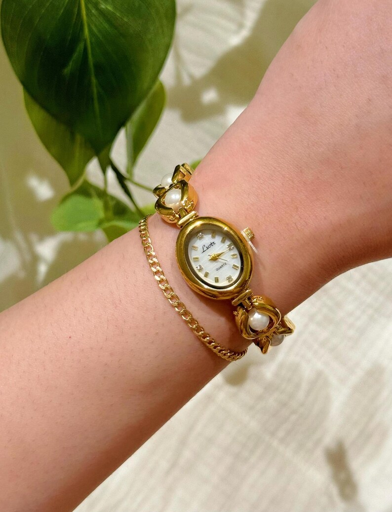 Vintage Women Watch, Pearl Watch, Dainty Watch, Vintage Watch, Antique Gold Watch, Women ...