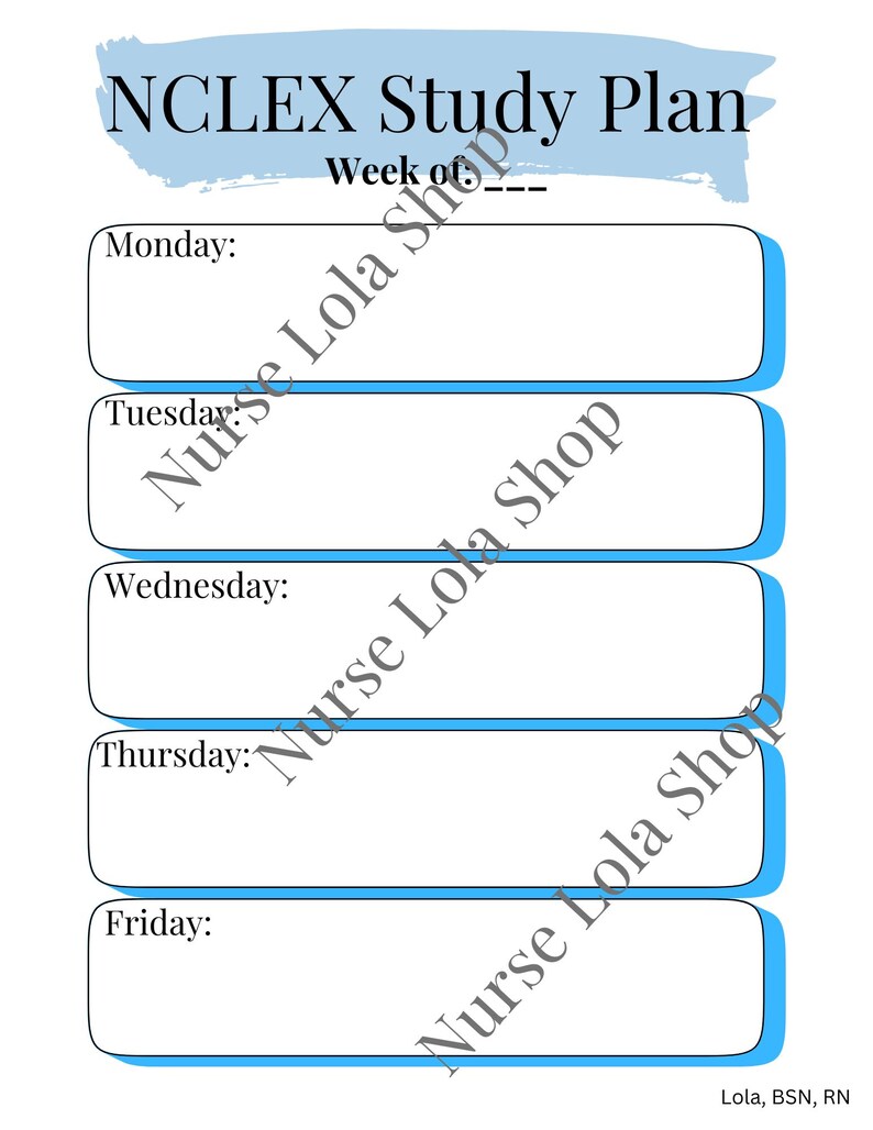 NCLEX Study Plan, NCLEX Template, Nursing School Planner, Nursing ...