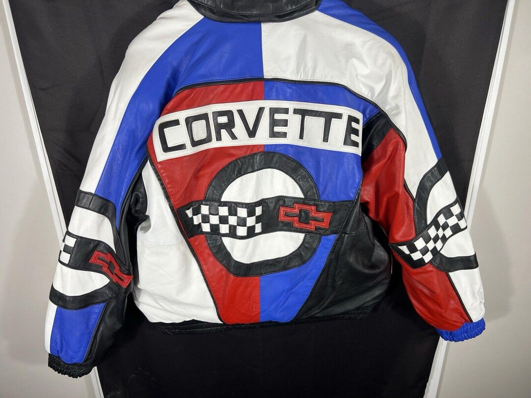 Rare Vntg 90s Chevrolet Corvette Racing Jacket N.L Leather Dist. XL ...