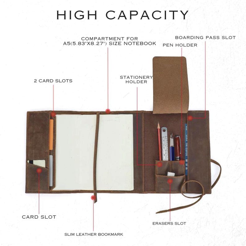 Personalized Leather Notebook Cover, Vintage Leather Journal Cover A5 ...