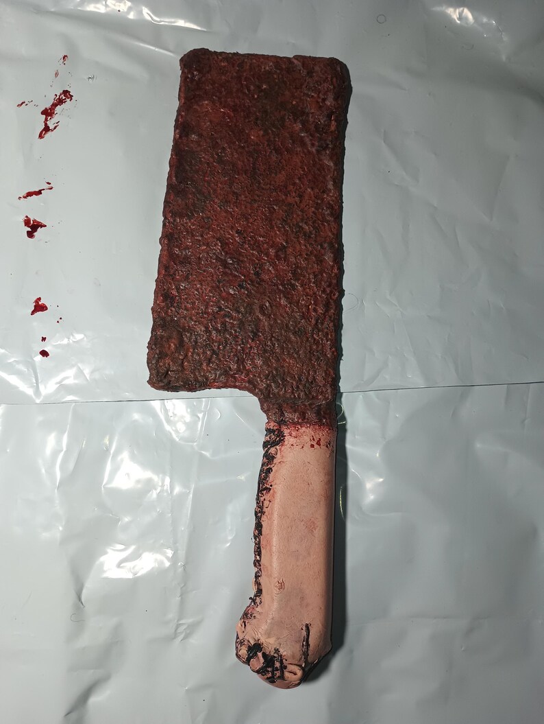 Rusted Gory Cleaver Knife Body Parts Slasher Halloween Flesh LARP Scary ...
