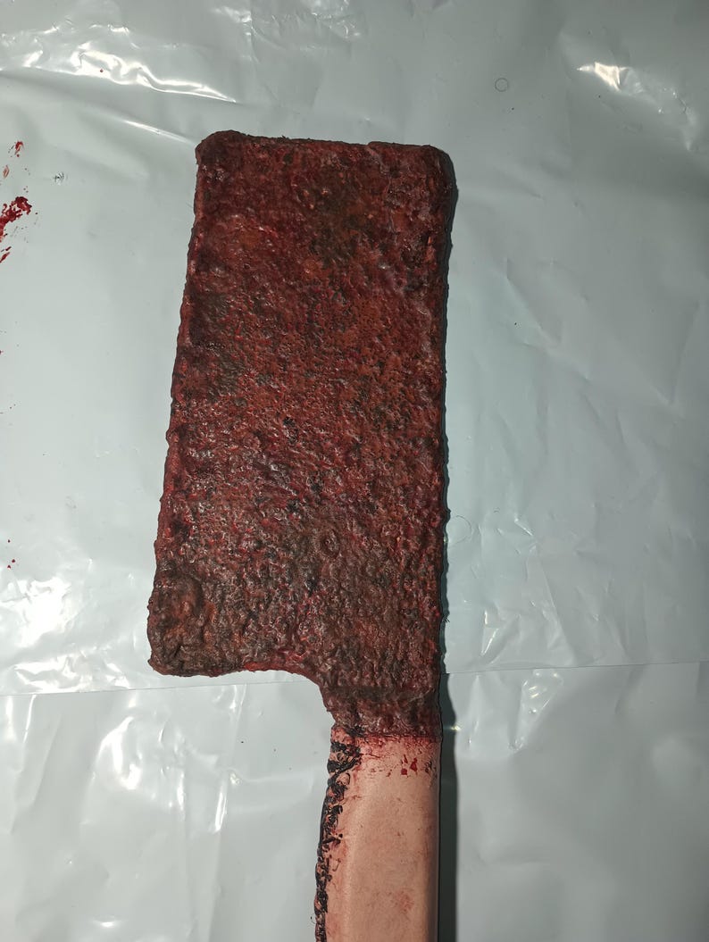 Rusted Gory Cleaver Knife Body Parts Slasher Halloween Flesh LARP Scary ...