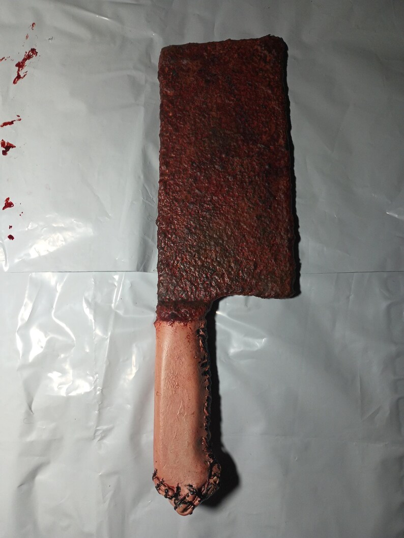 Rusted Gory Cleaver Knife Body Parts Slasher Halloween Flesh LARP Scary ...