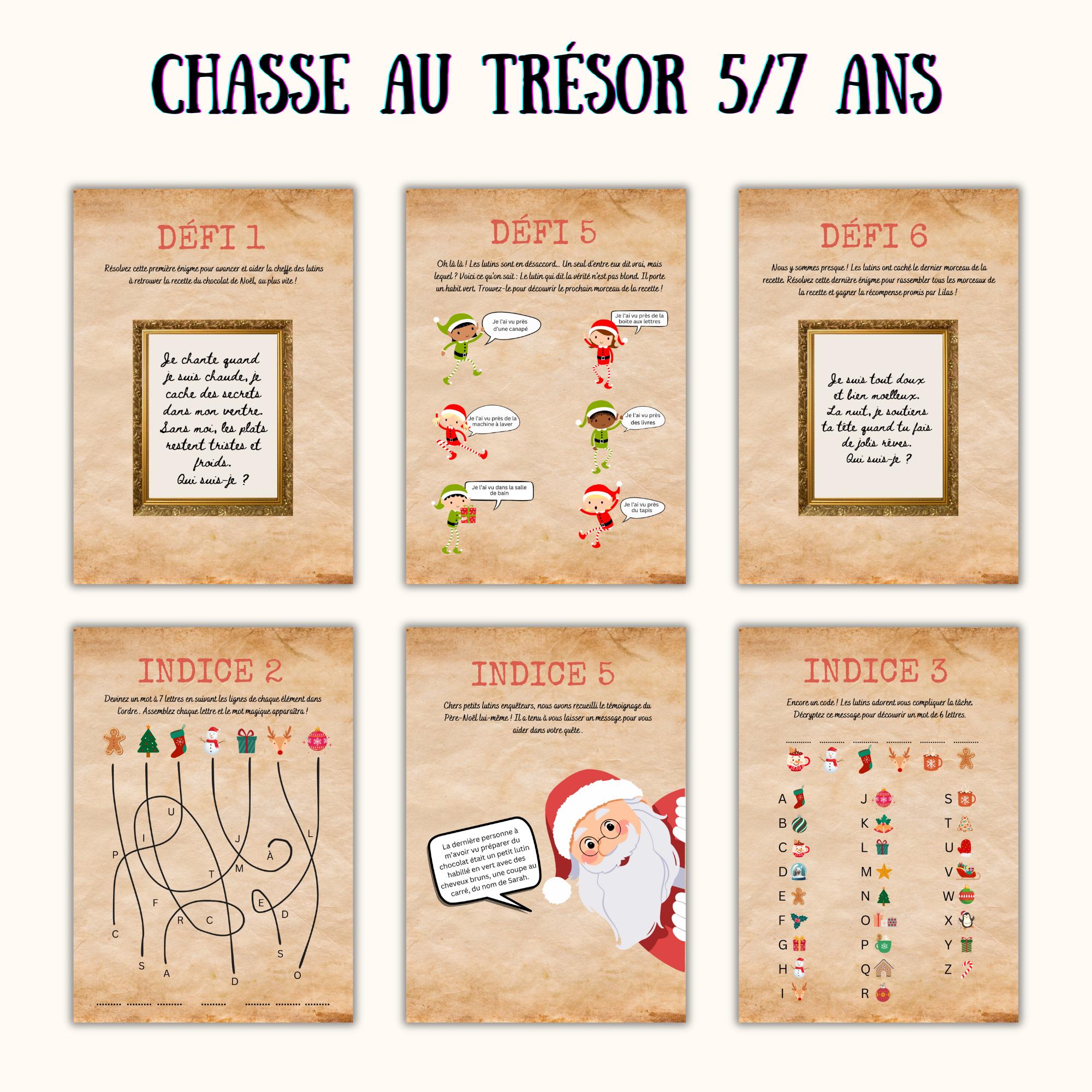 Chasse au trésor Noël 5/7 ans - Jeux & activités de Noël enfants - Kit ...