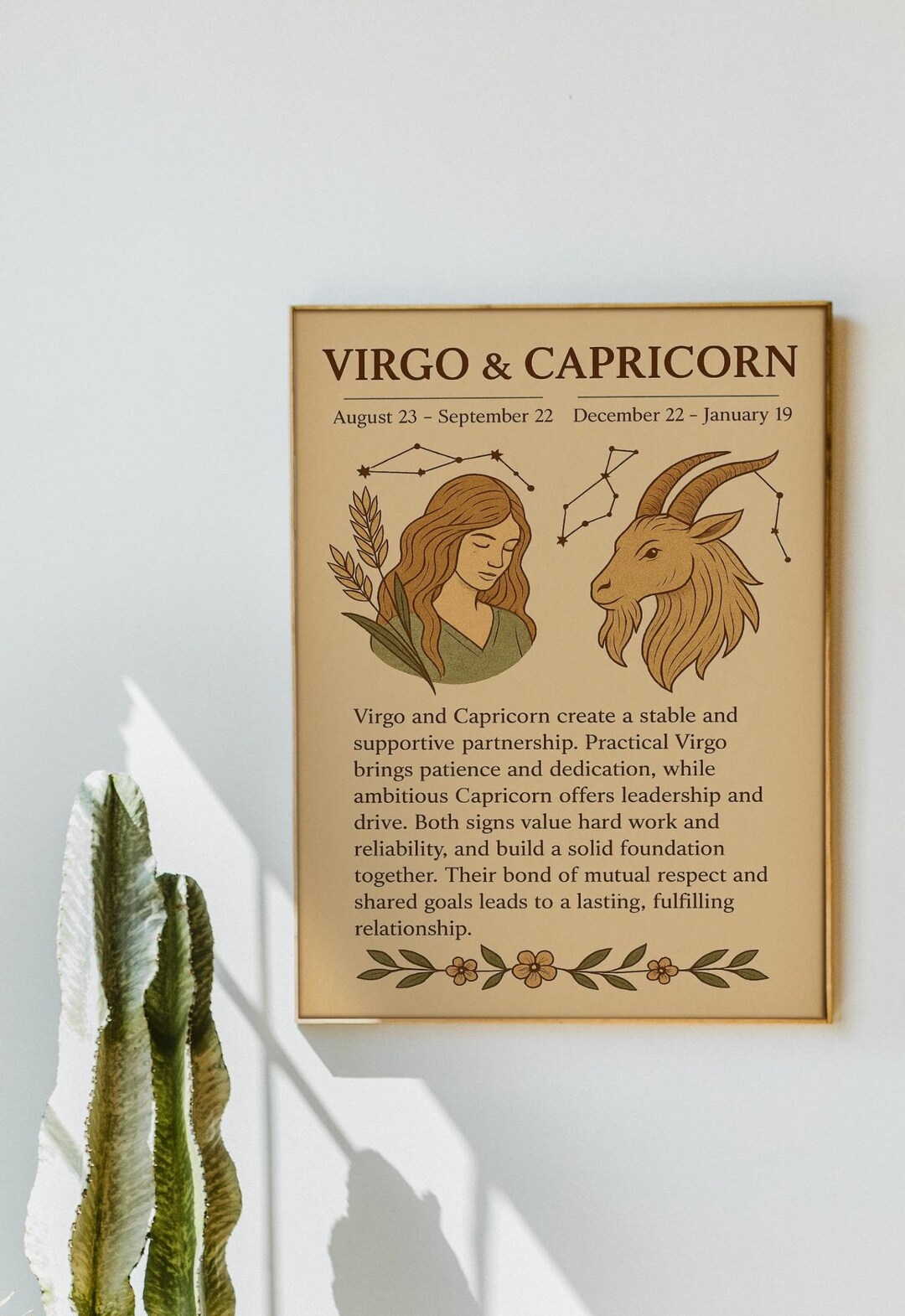 Virgo and Capricorn Zodiac Printable Wall Art, Astrology Poster, Zodiac ...