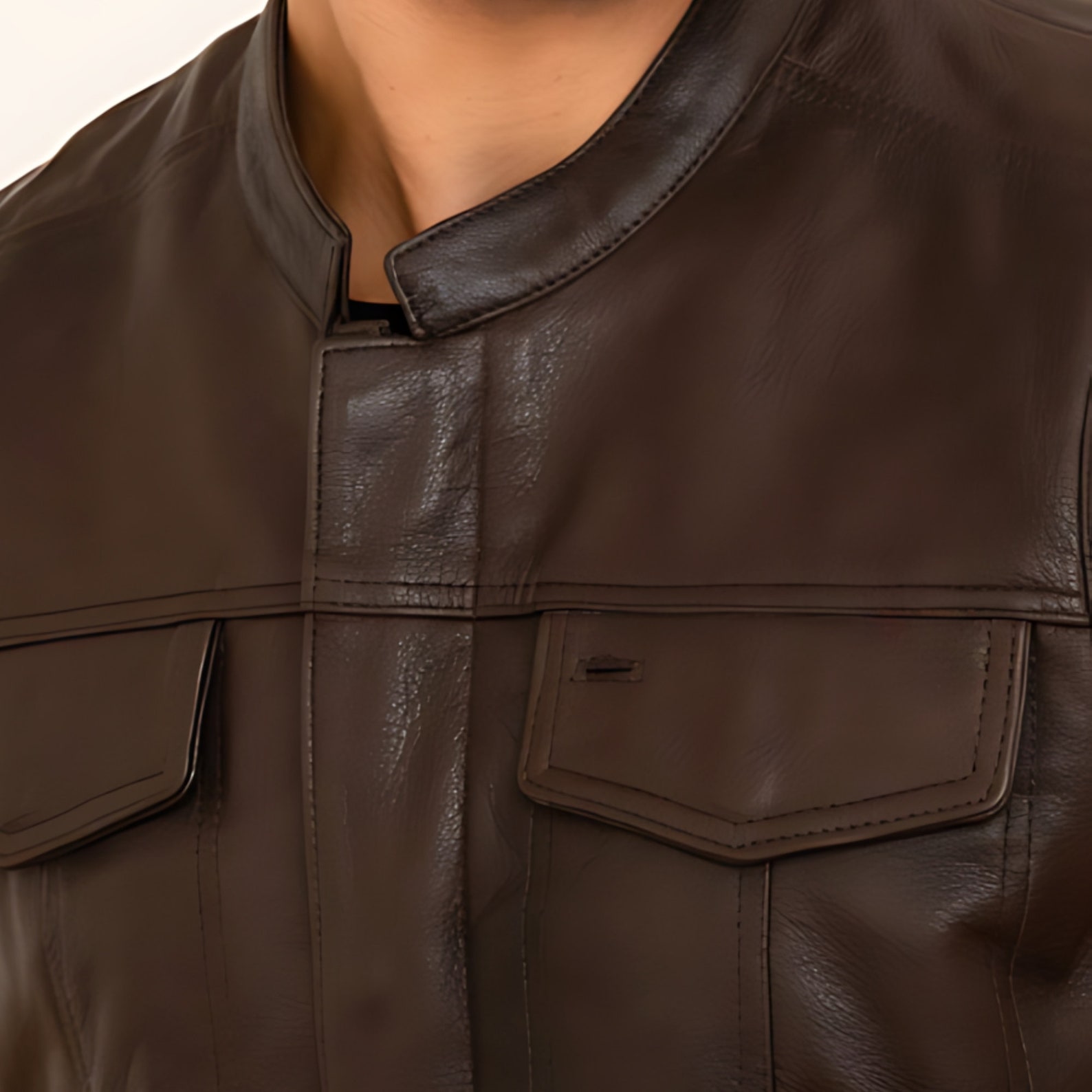 Men’s Brown Genuine Lambskin Leather Biker Vest – Stylish Sleeveless ...