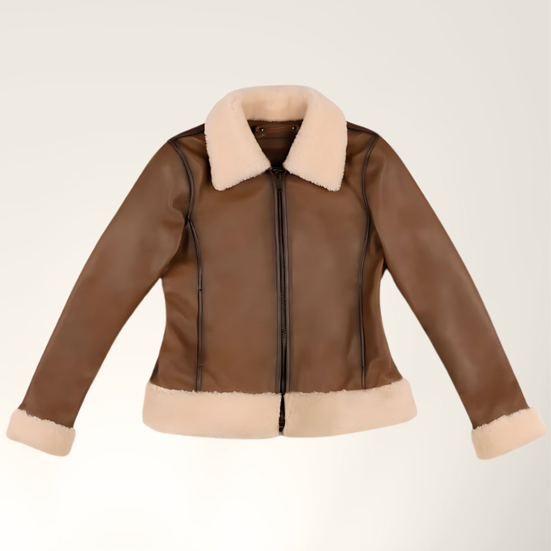 Handmade Light Brown Leather Bombardier Jacket for Women Authentic ...