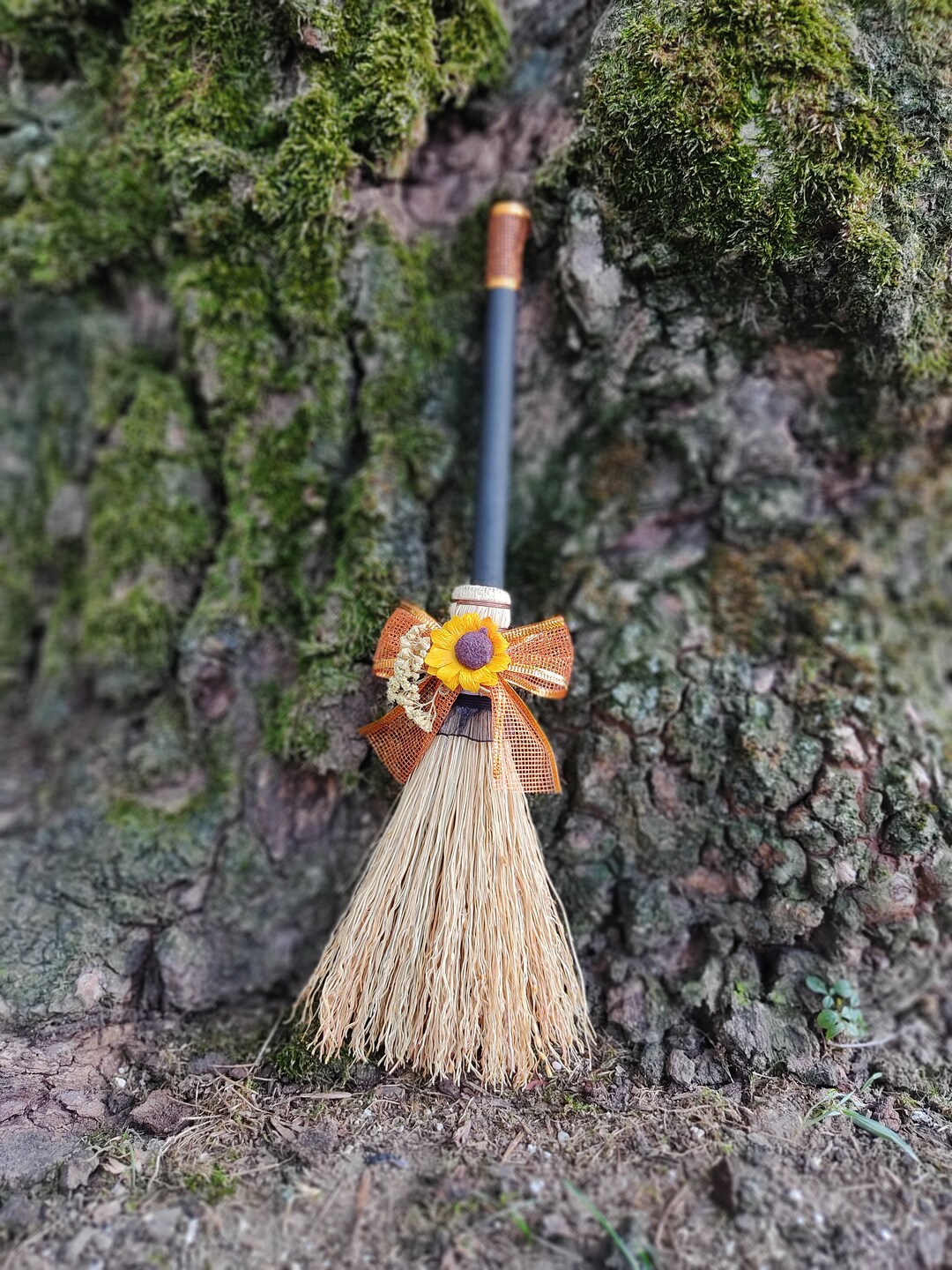 Autumn Themed Sunflower Decorated Mini Witch Broom, Decorative Handmade ...