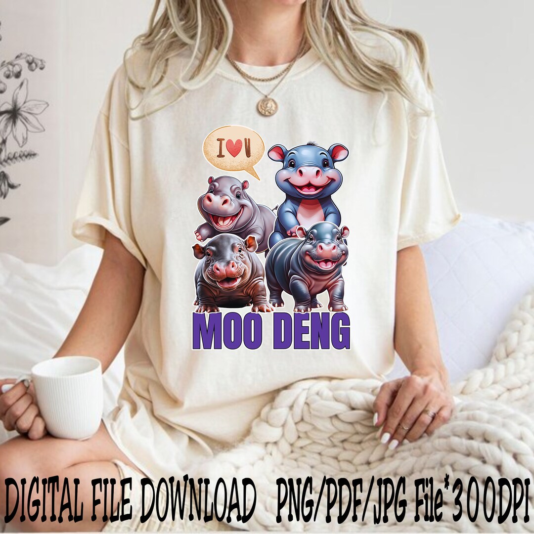 Moo-deng Hippo Pigmy Moodeng SVG PNG, Moo Deng Meme Shirt Funny, I Love ...