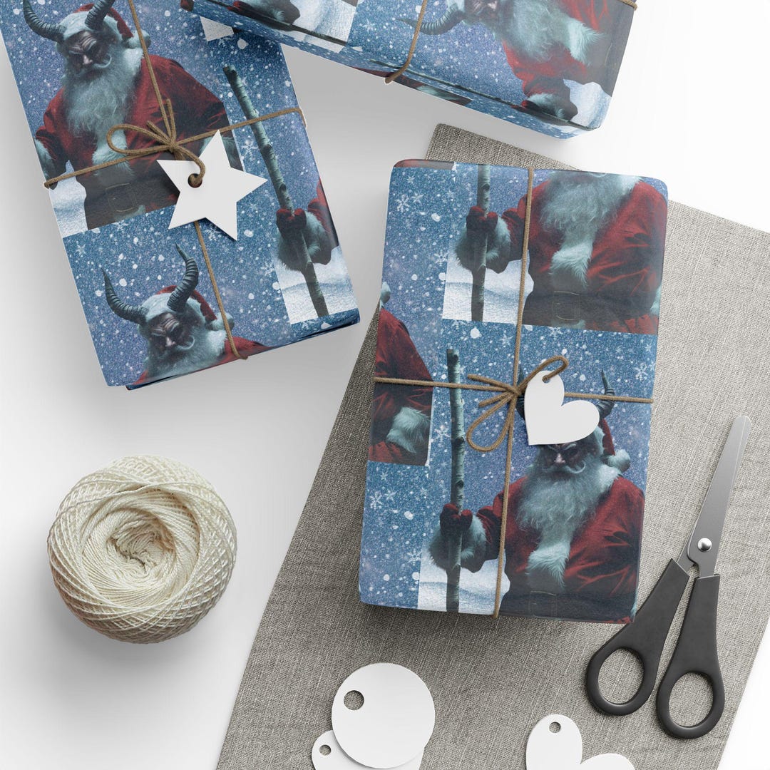 Festive Novelty Wrapping Paper Roll, Christmas Gift Wrap, Krampus ...
