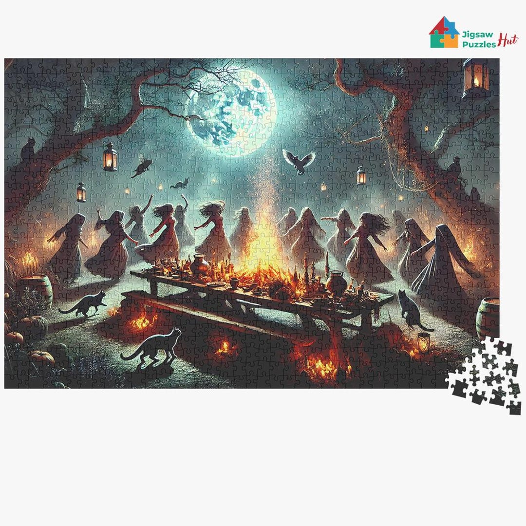 Witches Kitty Party Puzzle – 1000 Piece Jigsaw Puzzle for Adults - Etsy