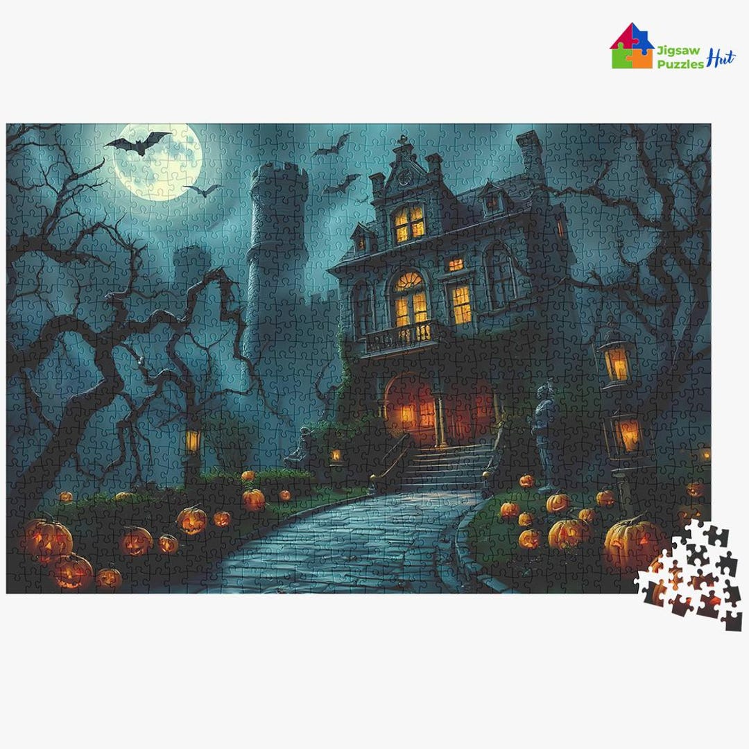Haunted Halloween Mansion Jigsaw Puzzle - 1000 Piece Puzzle for Adults ...