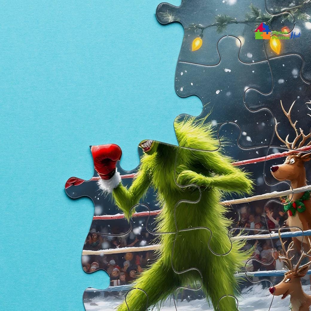 Santa Vs Grinch Boxing Match Jigsaw Puzzle - 1000 Piece Christmas ...