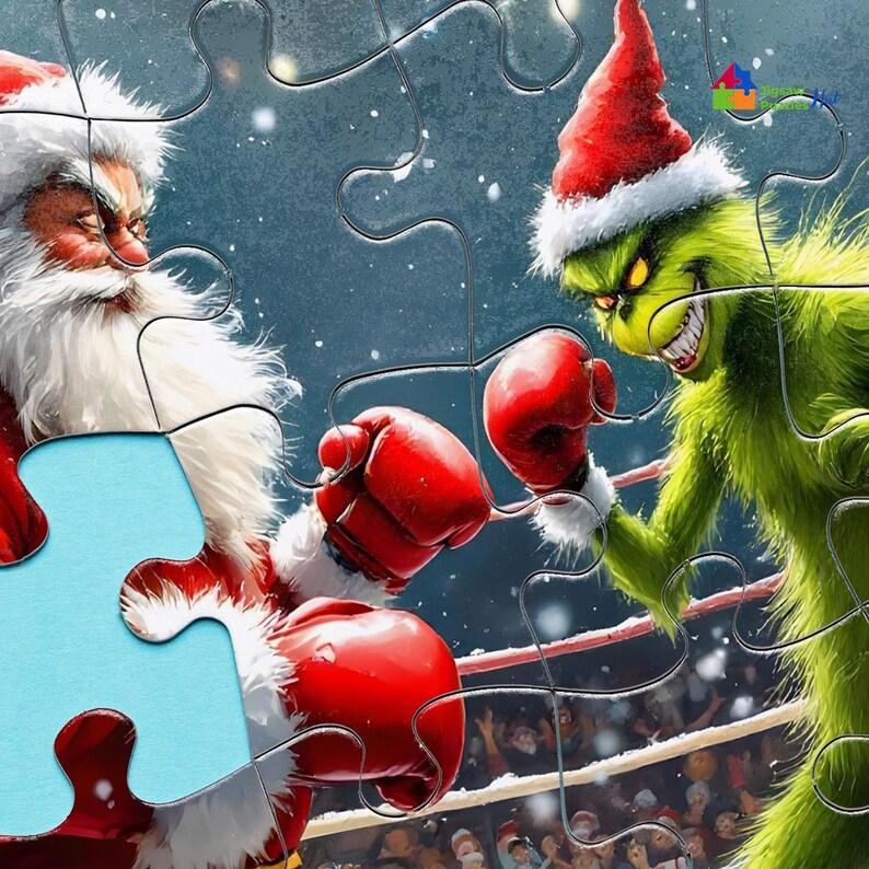 Santa Vs Grinch Boxing Match Jigsaw Puzzle - 1000 Piece Christmas ...