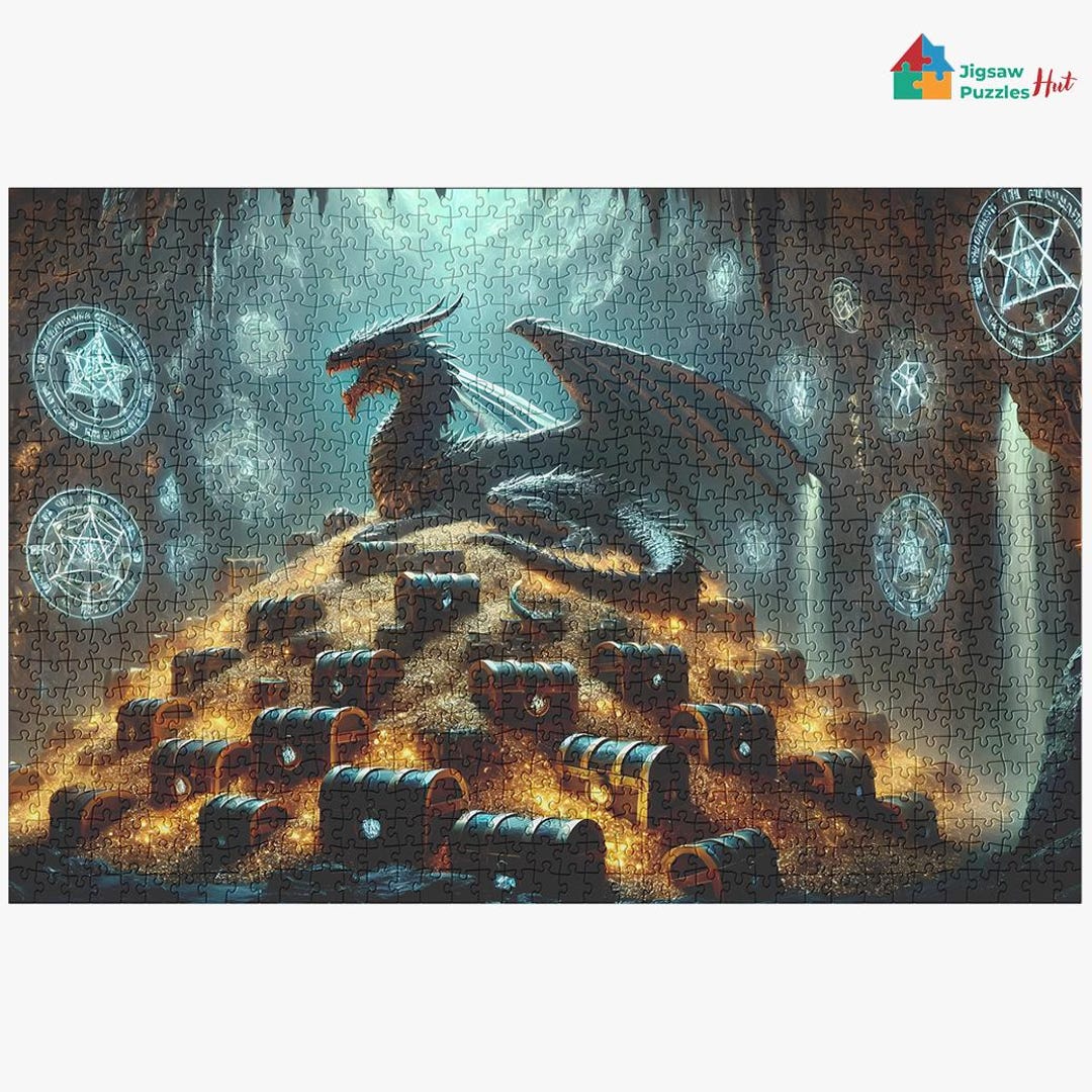 Dragon's Lair and Treasure Puzzle - 1000 Piece Jigsaw Puzzle for Adults ...