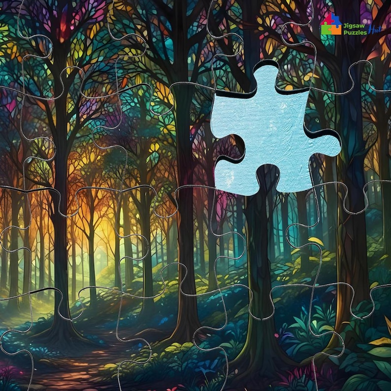 Stained Glass Effect Magical Forest Jigsaw Puzzle - 1000 Piece Jigsaw ...