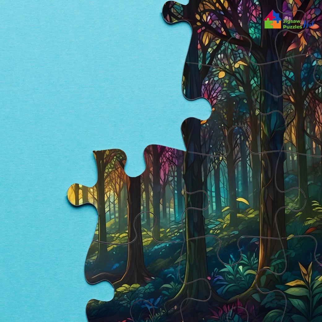 Stained Glass Effect Magical Forest Jigsaw Puzzle - 1000 Piece Jigsaw ...