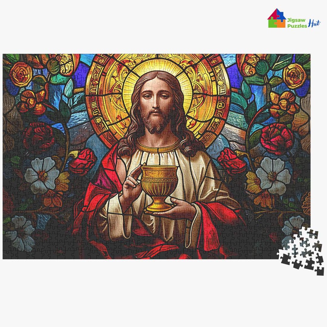 Stained Glass Jesus Jigsaw Puzzle - 1000 Piece Puzzle for Adults ...