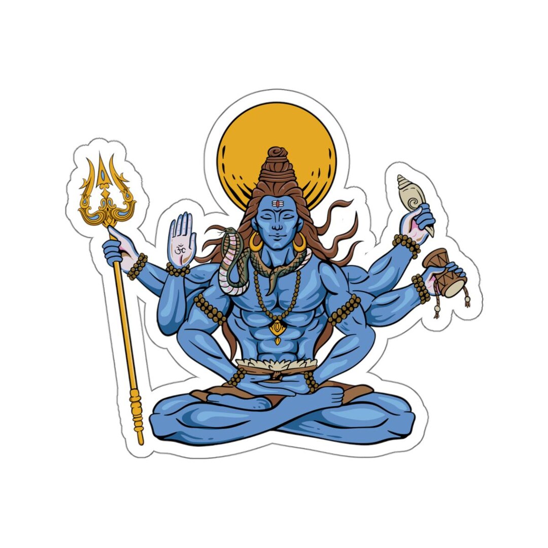 Shiva Sticker | Meditative Blue Shiva With Trident & Moon | Versatile ...