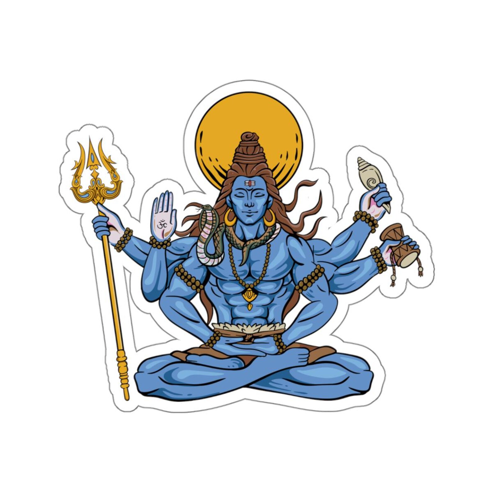 Shiva Sticker | Meditative Blue Shiva With Trident & Moon | Versatile ...