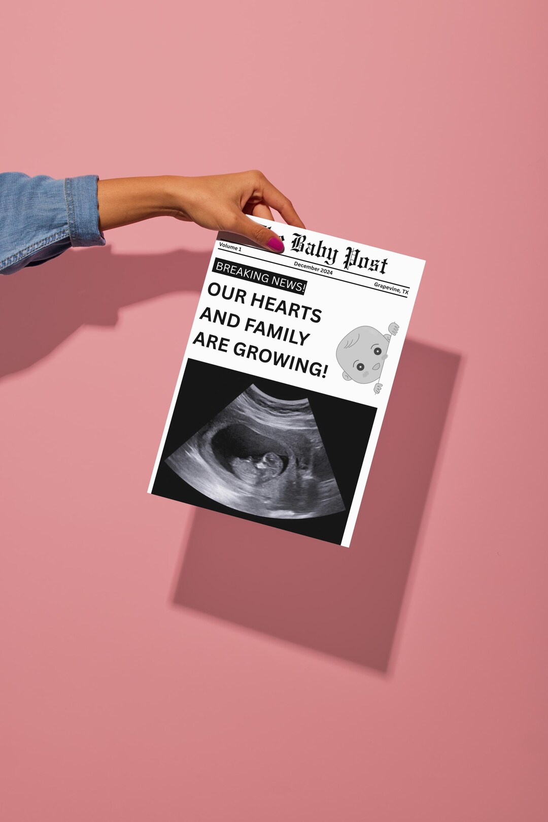 Pregnancy Announcement Newspaper | 2 Bold Canva Templates | Editable ...