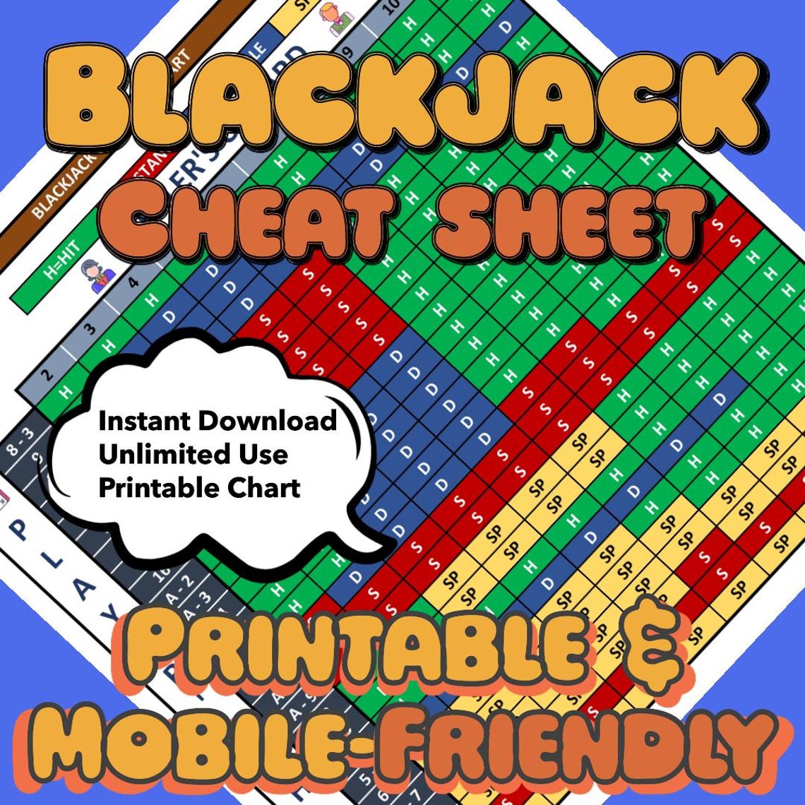 Blackjack Strategy Digital Download – High-quality Cheat Sheet for ...