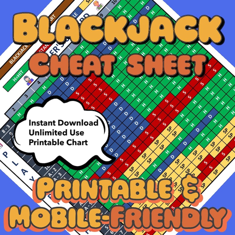 Blackjack Strategy Digital Download – High-quality Cheat Sheet for Casino Play – Mobile ...