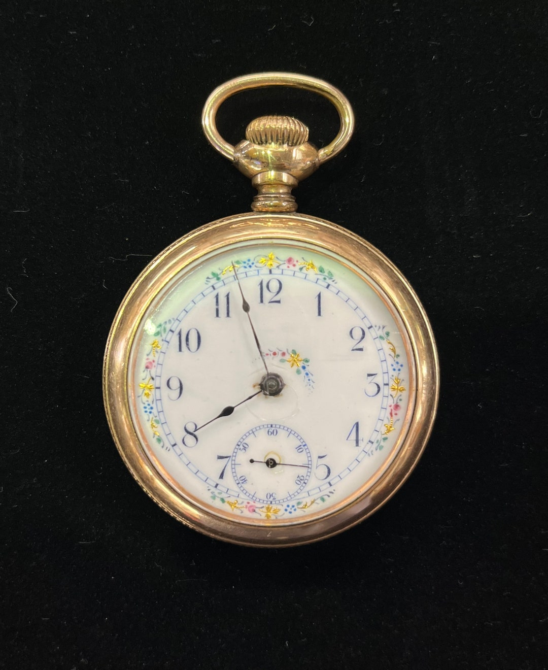14k Gold Floral Dial Elgin Napoleon Pocket Watch Circa 1910 - Etsy