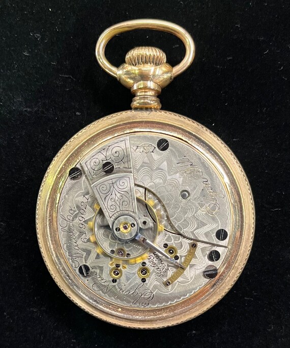 14k Gold Floral Dial Elgin Napoleon Pocket Watch circ… - Gem