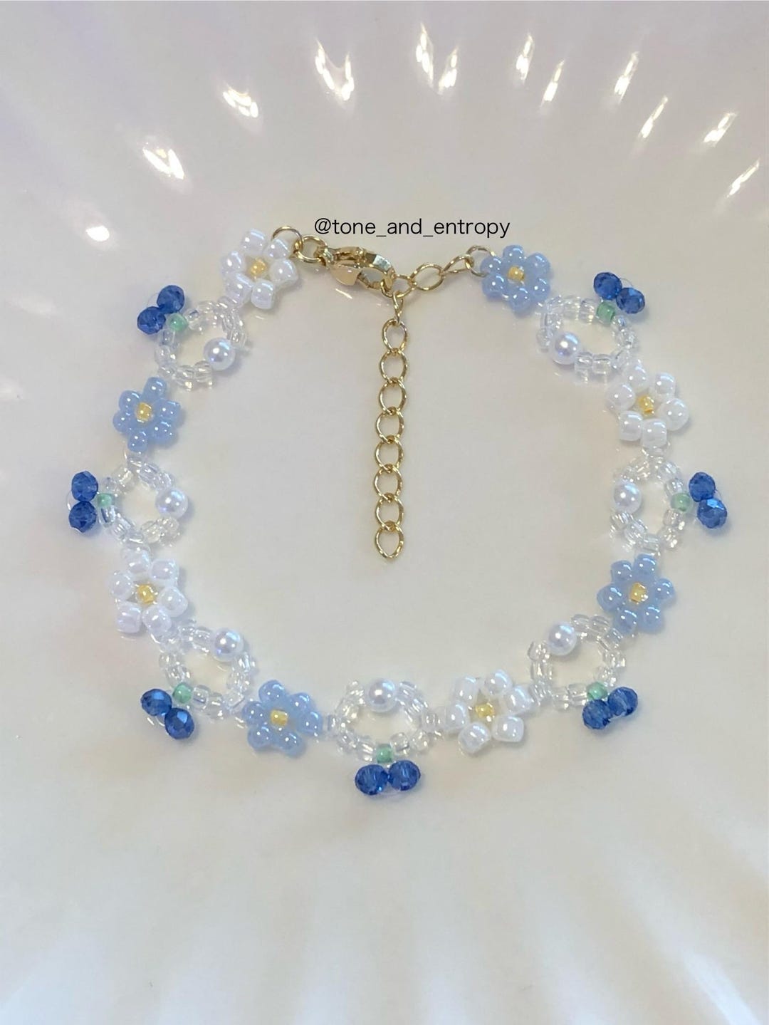 Adorable Blueberry & Beaded Flower Bracelet - Etsy