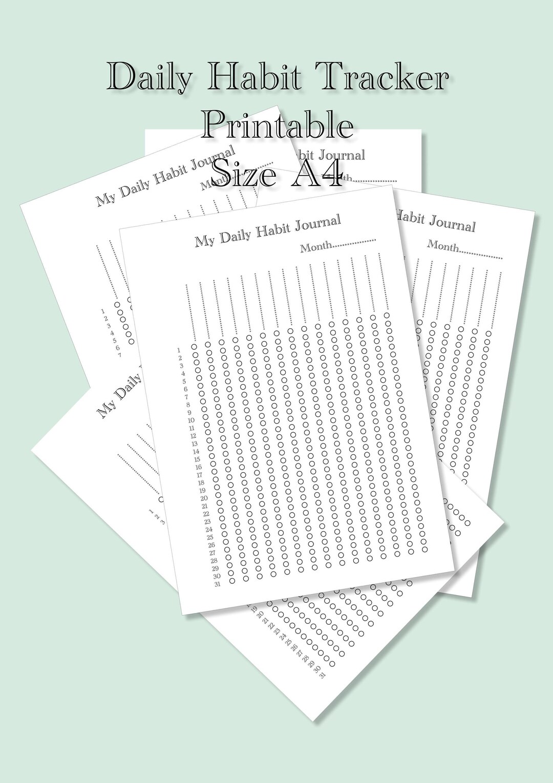 Printable Daily Habit Tracker Size A4 Portrait Orientation - Etsy