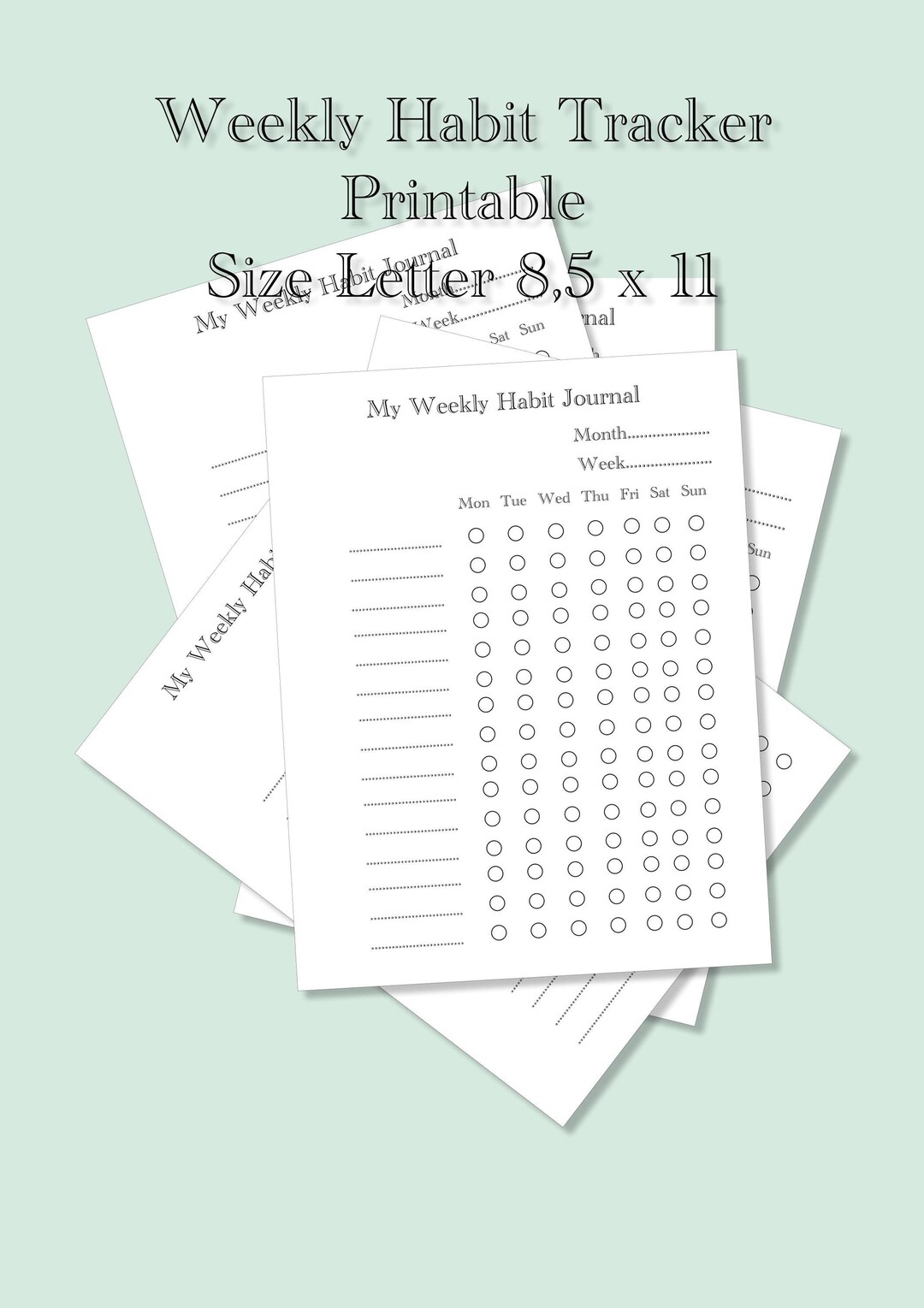 Printable Weekly Habit Tracker Size Letter 8,5 X 11 Portrait ...