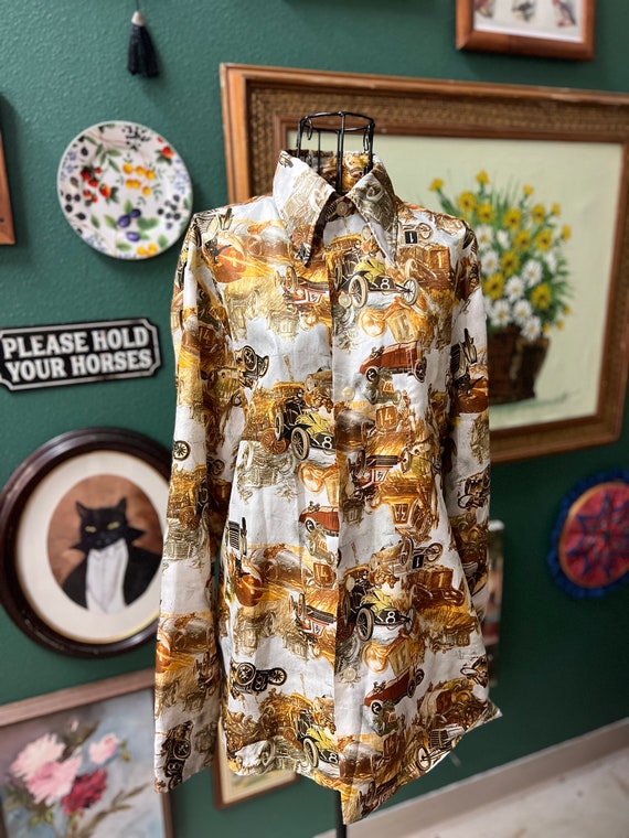 1970s Car Buggy Scenic Large collar button down - Gem