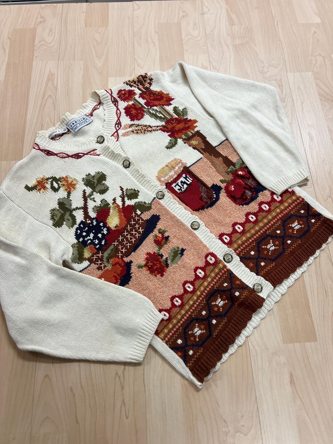 Janeen Vintage Jam and Fruits Cardigan Sweater - Etsy