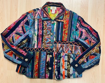 Vintage 80s Sandy Starkman Patchwork Boho Jacket Size M - Etsy