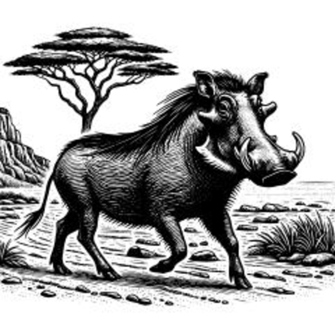 Vintage Black and White Warthog - Etsy