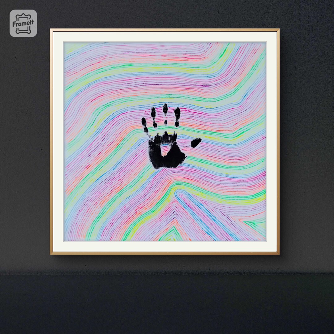 BLACK Handprint With UV Effect Phosphorescent Art, Decorative, Luminous ...