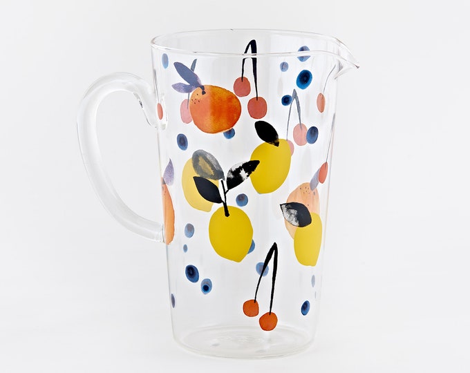 Last One! Fantastical Fruits Glass Pitcher by Seattle Artist Misha ...
