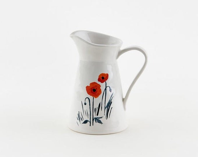 Red Poppy Ceramic Creamer by Seattle Artist Misha Zadeh, Watercolor ...
