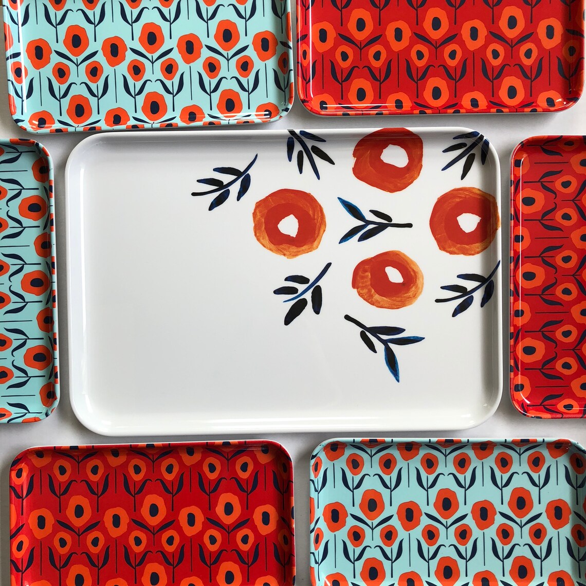 Small Mod Country Poppies Melamine Tray by Misha Zadeh - Etsy