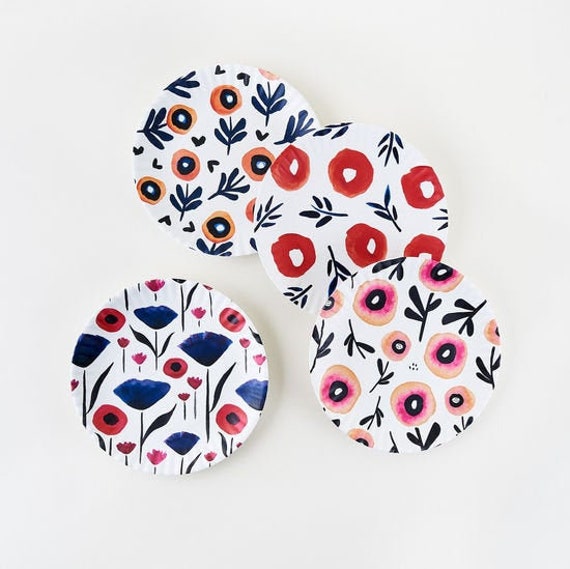 Poppies 9 Inch Melamine Plate Sets by Misha Zadeh - Etsy