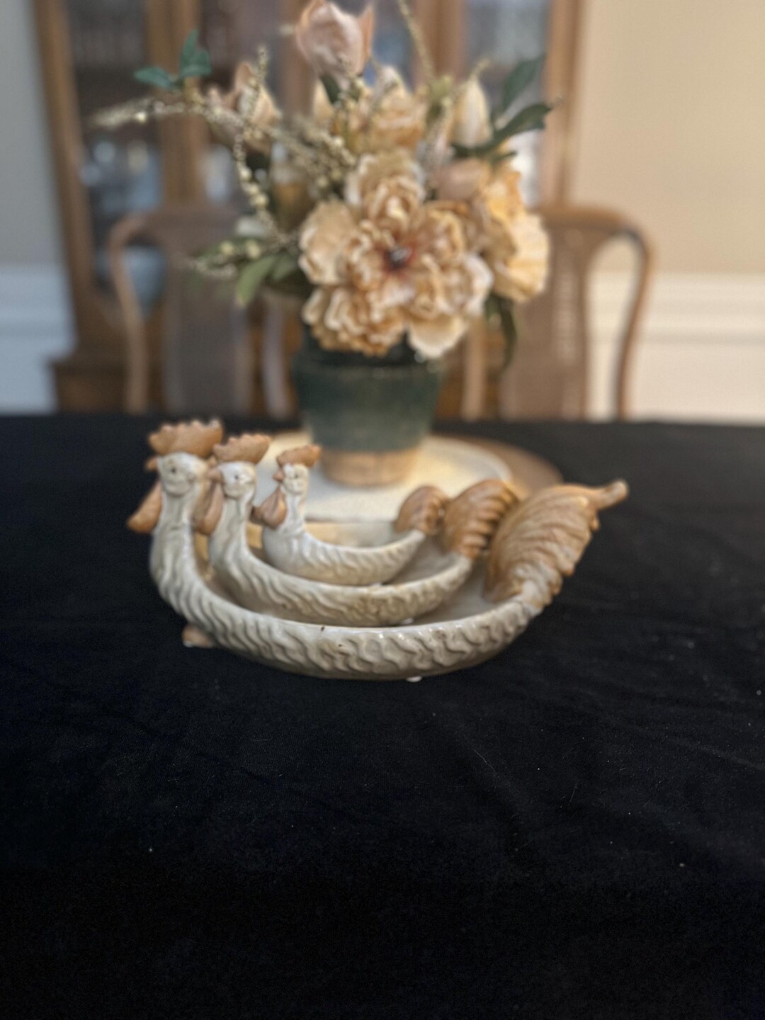 Rare Vintage Hen Chicken Nesting Dishes Cream Colored Ceramic Pottery ...
